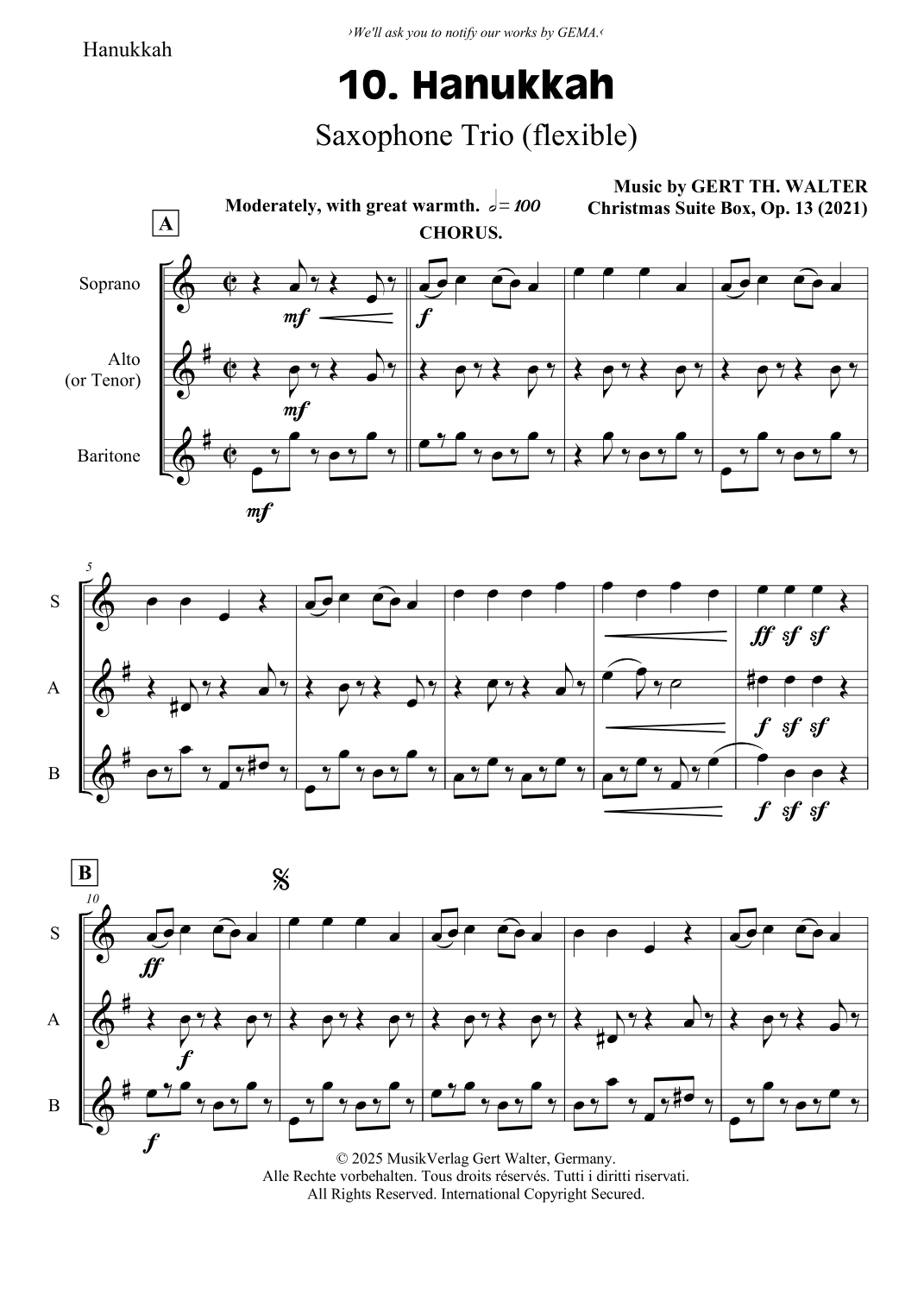 Hanukkah by Gert Th. Walter Sheet Music for Woodwind Ensemble at Sheet ...