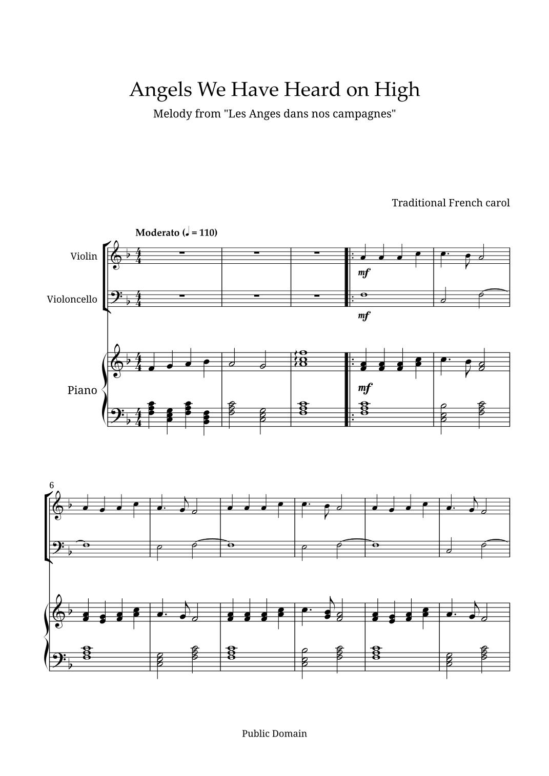 Angels We Have Heard on High – Violin and Cello Duet with Piano (F ...