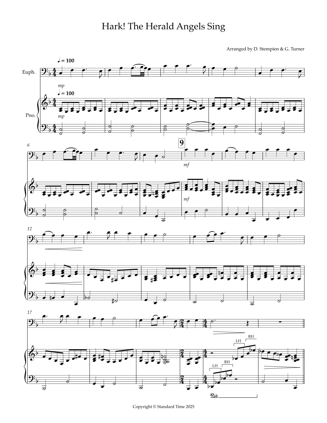 Hark! The Herald Angels Sing for Euphonium Solo with Piano ...