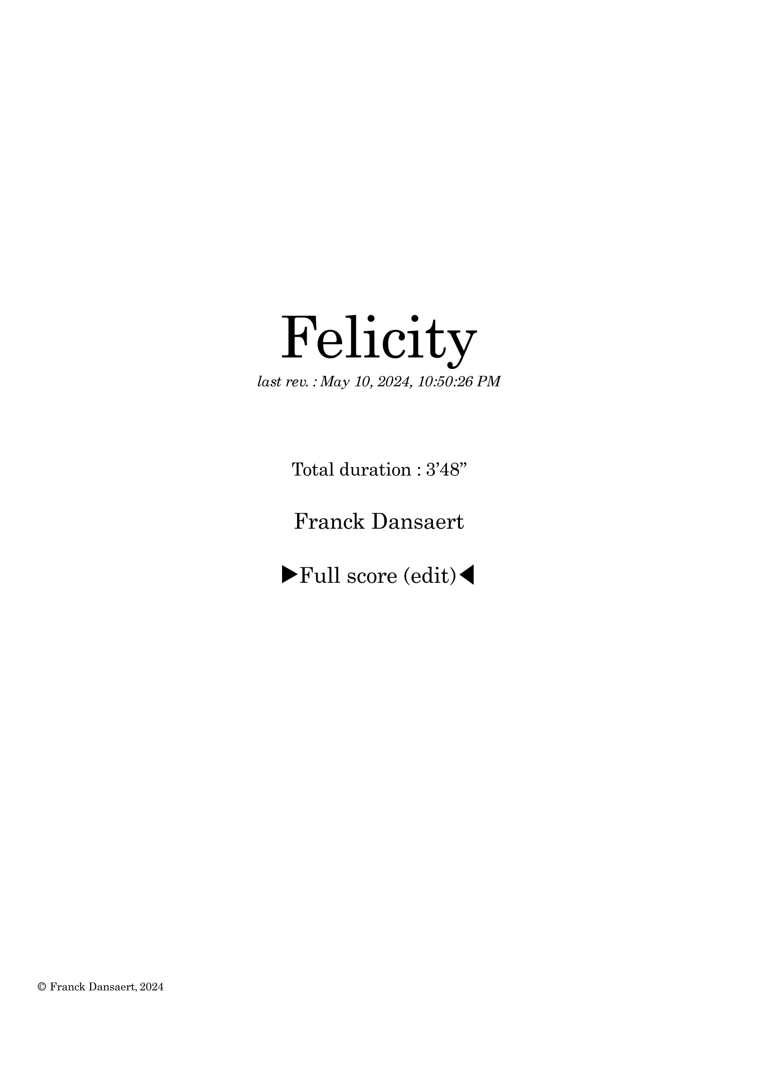Felicity - Score Only by Franck Dansaert Sheet Music for Full Orchestra ...