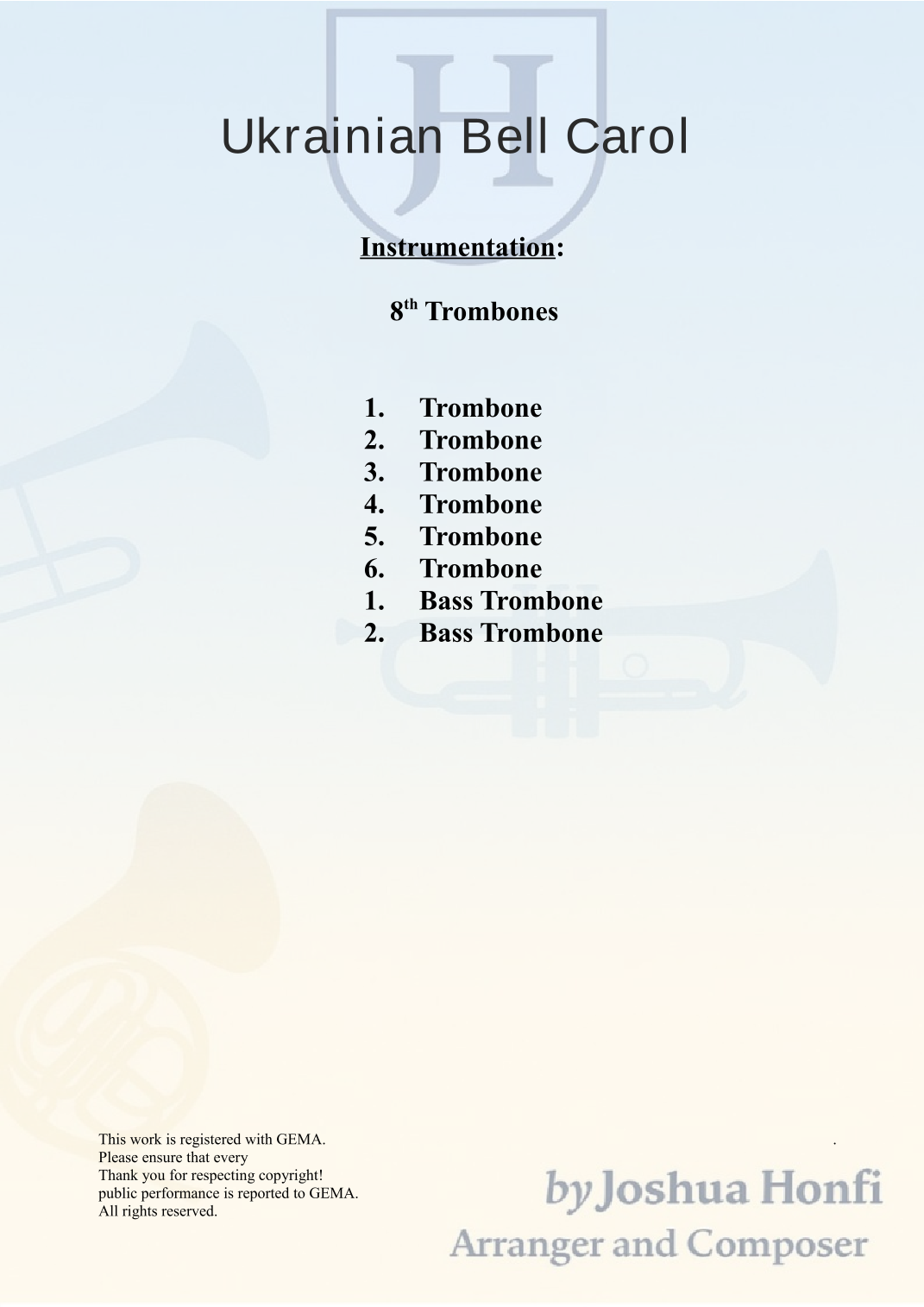 Ukrainian Bell Carol (arr. Joshua Honfi) by Mykola Leontovych Sheet ...