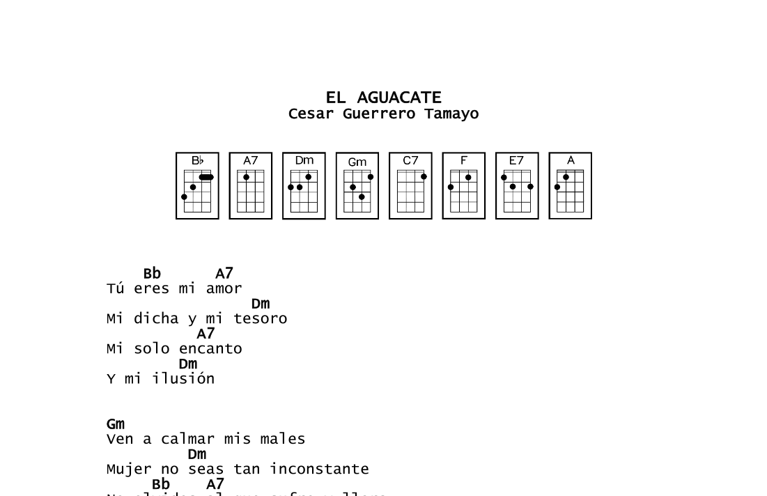 El Aguacate (arr. Leo Baeza) by Alberto Enrique Castro Martinez Sheet ...