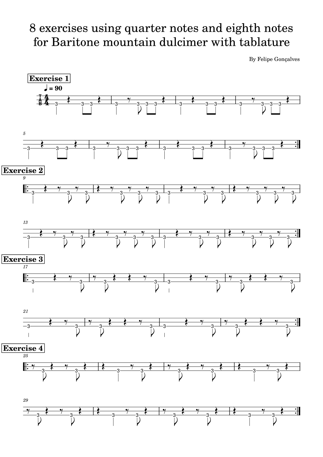 8 exercises using quarter notes and eighth notes for Baritone mountain ...