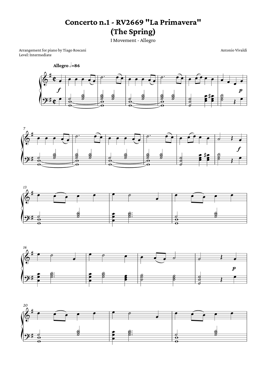 The Spring "La Primavera" from The Four Seasons (arr. Tiago Roscani) by ...