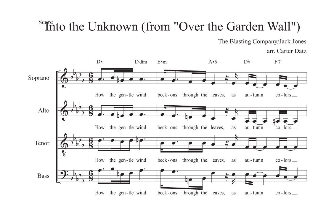 Over The Garden Wall (arr. Carter Datz) by Justin Isaac Rubenstein ...