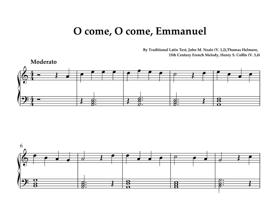 O Come, O Come, Emmanuel (arr. PastMusician) by Traditional Latin Text ...
