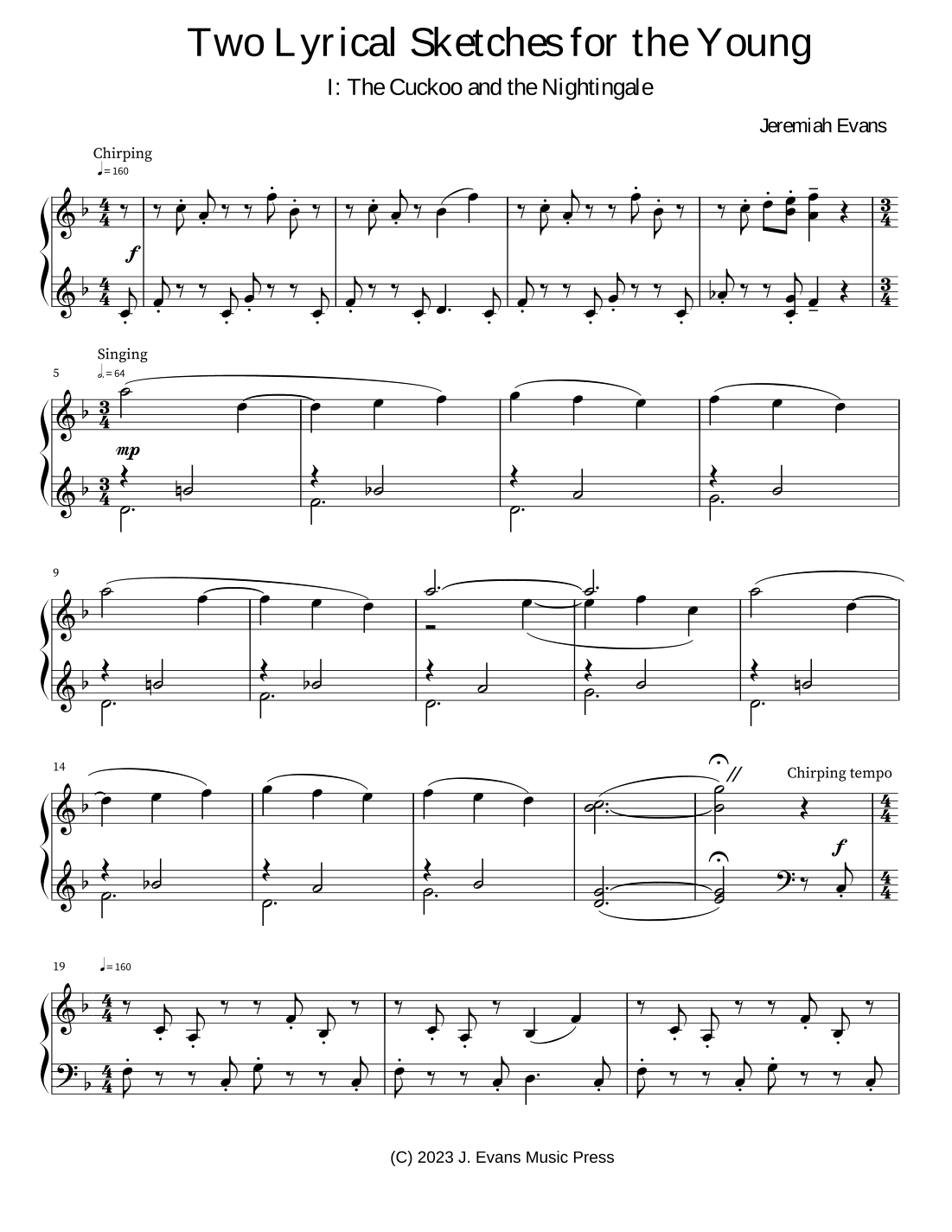 Two Lyrical Sketches for the Young Sheet Music | Jeremiah Evans | Piano ...