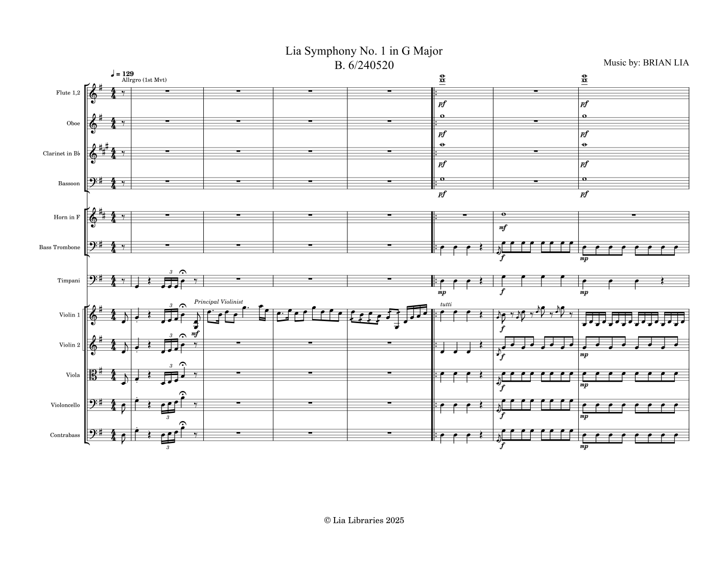 Lia Symphony No. 1 in G Major B 6_240520 by Orchestra Sheet Music for ...
