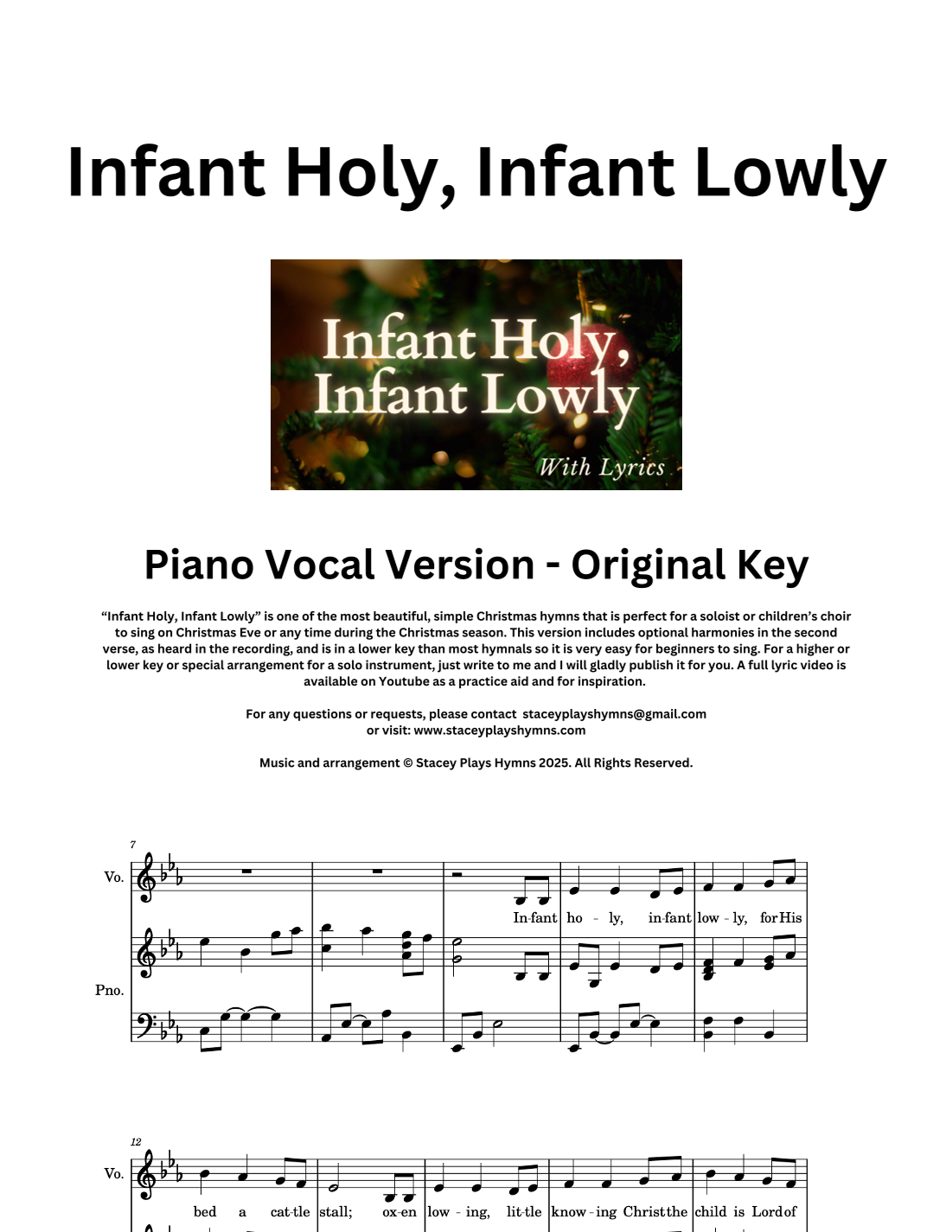 Infant Holy, Infant Lowly - Beautiful Christmas Hymn (arr. Anastace ...