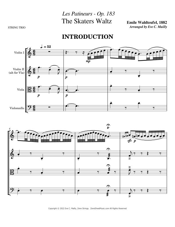 Les Patineurs, Opus 183 (The Skaters Waltz) - String Trio (arr. Eve C ...