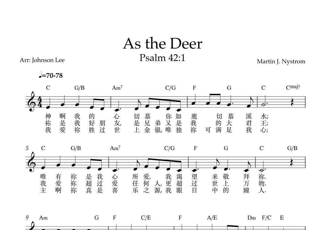 As The Deer (arr. Johnson Lee) by Martin Nystrom Sheet Music for Lead ...