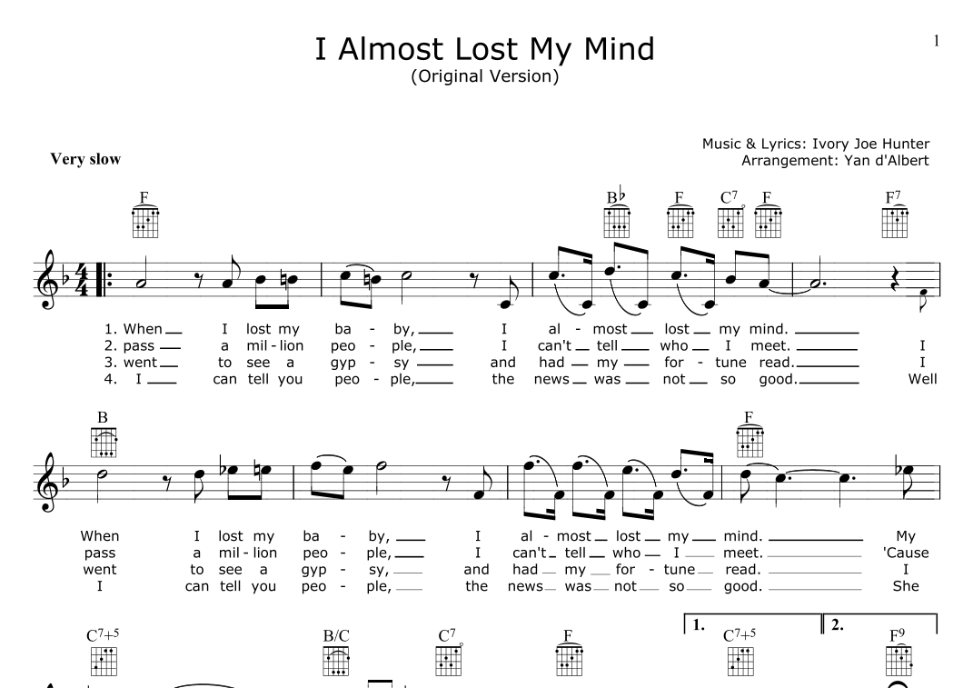 I Almost Lost My Mind (Original Version - Arr.: Yan d'Albert) by Ivory ...