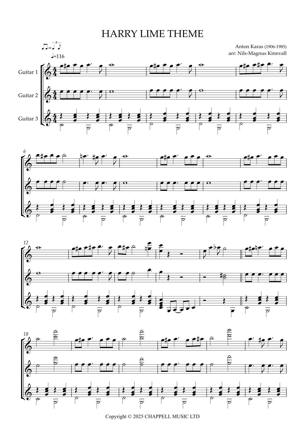 The Harry Lime Theme - Score Only (arr. Nils-Magnus Kinnvall) by Anton ...