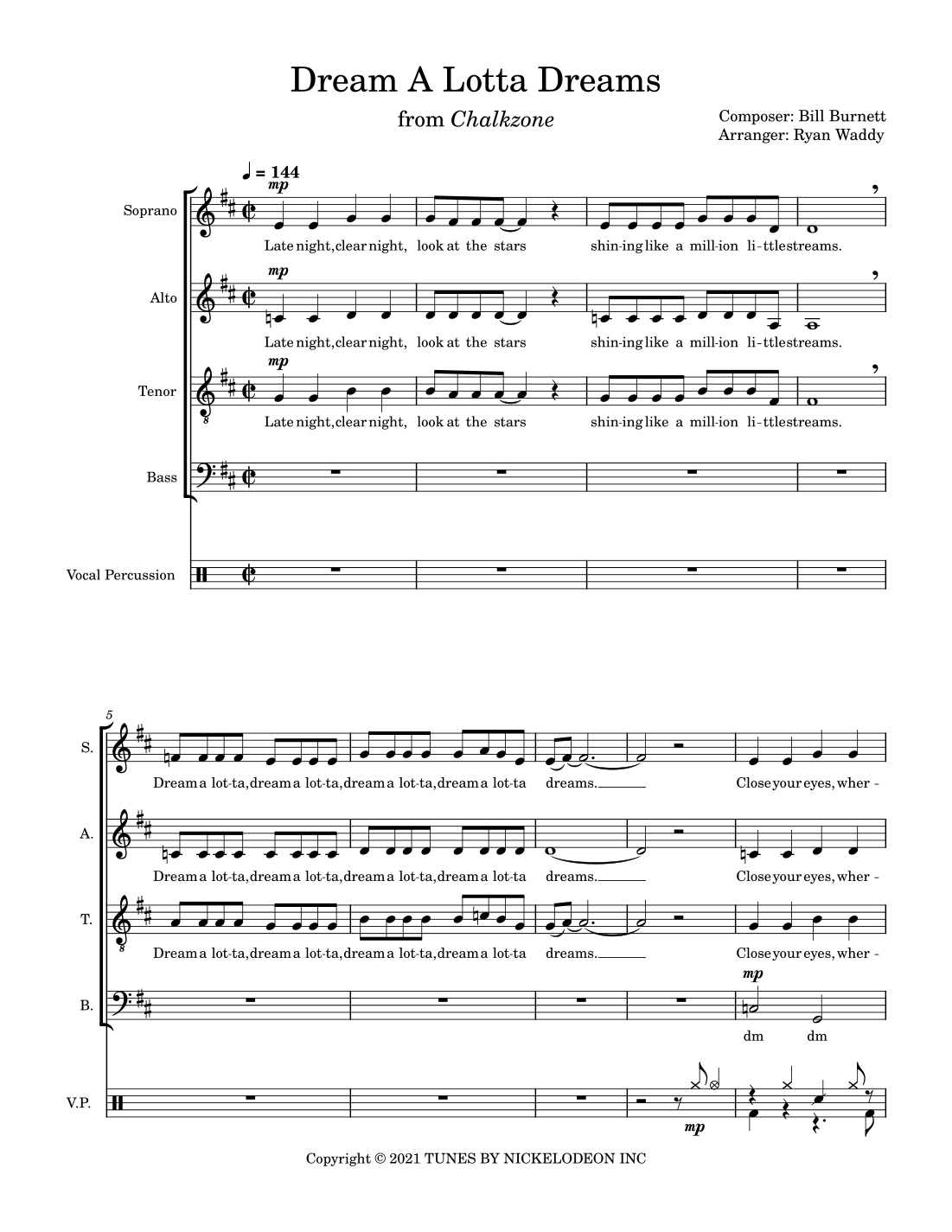 Dream A Lotta Dreams (arr. Ryan Waddy by Bill Burnett Sheet Music for ...