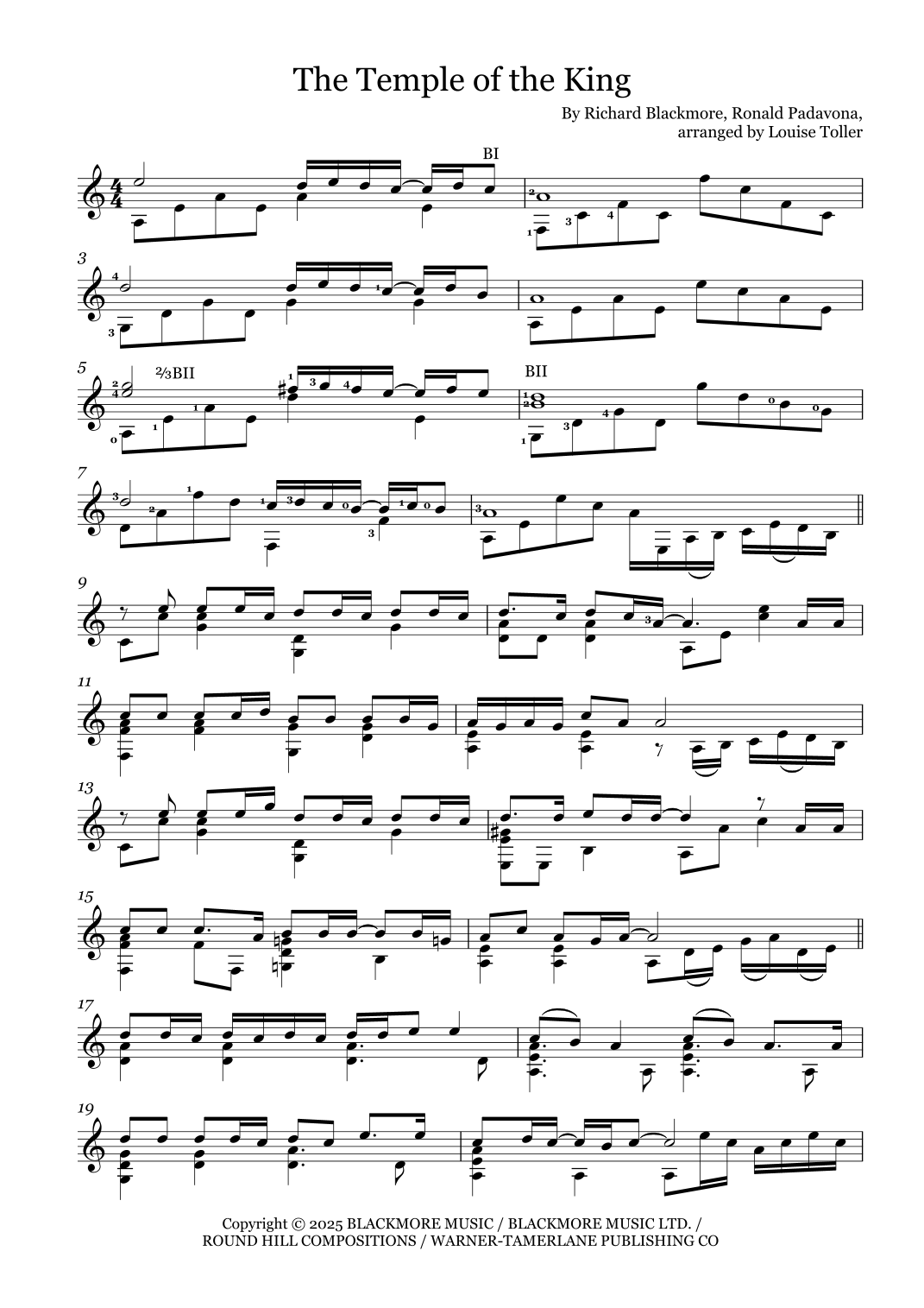 The Temple Of The King (arr. Louise Toller) by Richard Blackmore Sheet ...