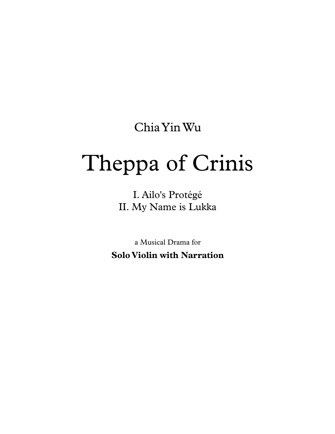 Theppa of Crinis by Chia Yin Wu Sheet Music for Violin Solo at Sheet ...