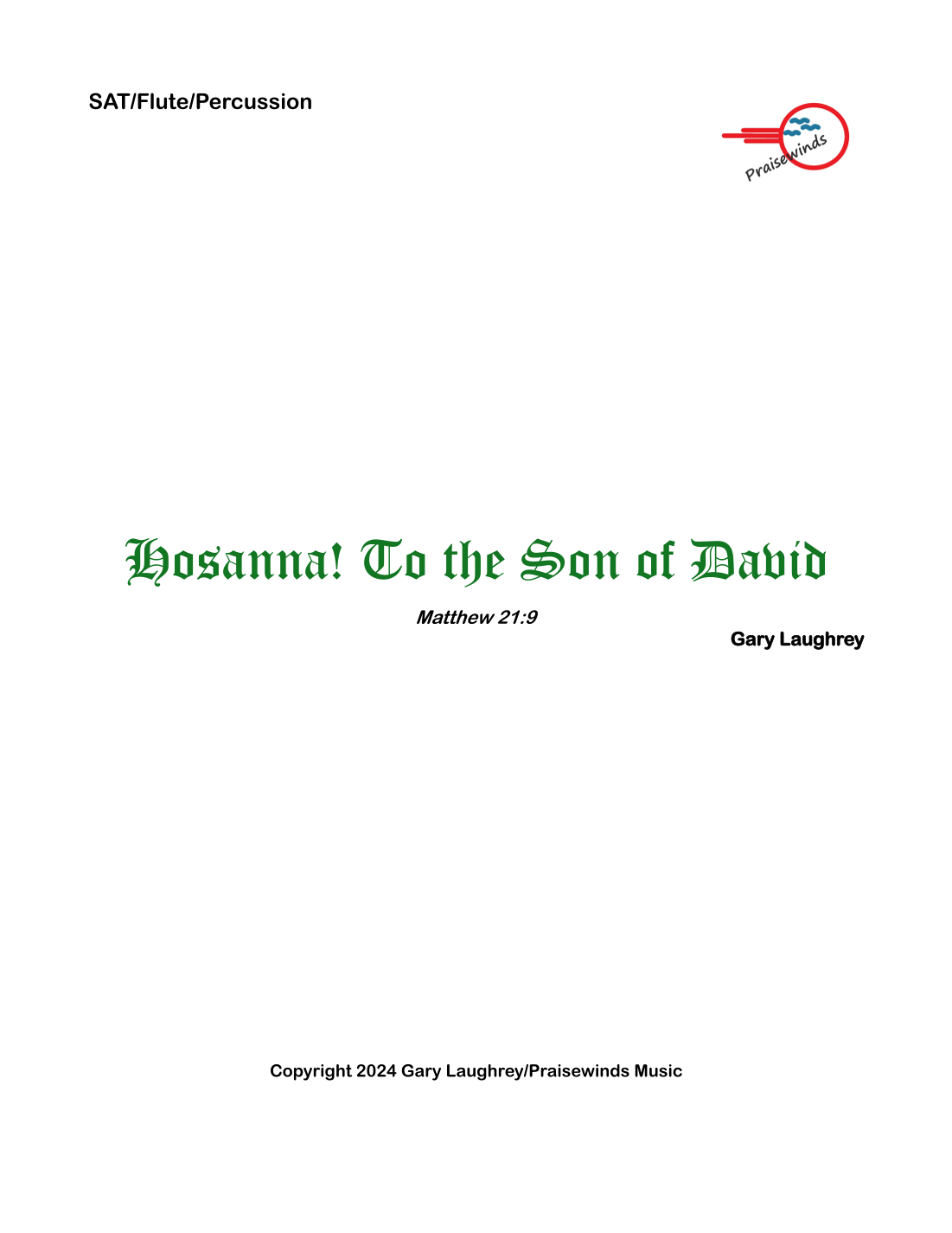 Hosanna! To the Son of David by Gary Laughrey Sheet Music for ...
