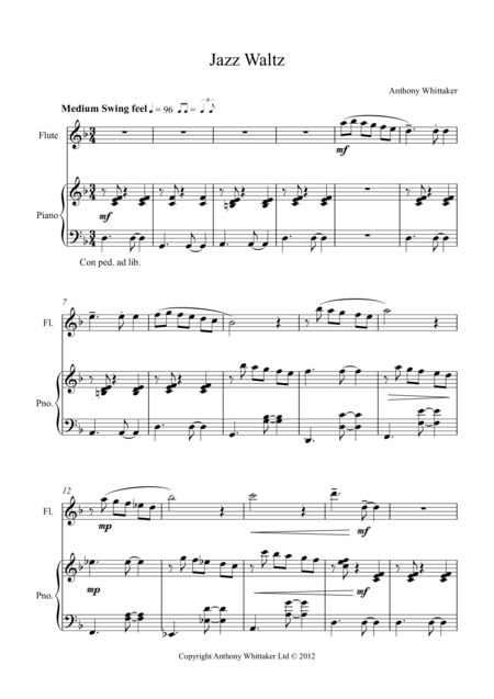 Jazz Waltz von Anthony Whittaker Noten zum Instrumentales Duett bei ...