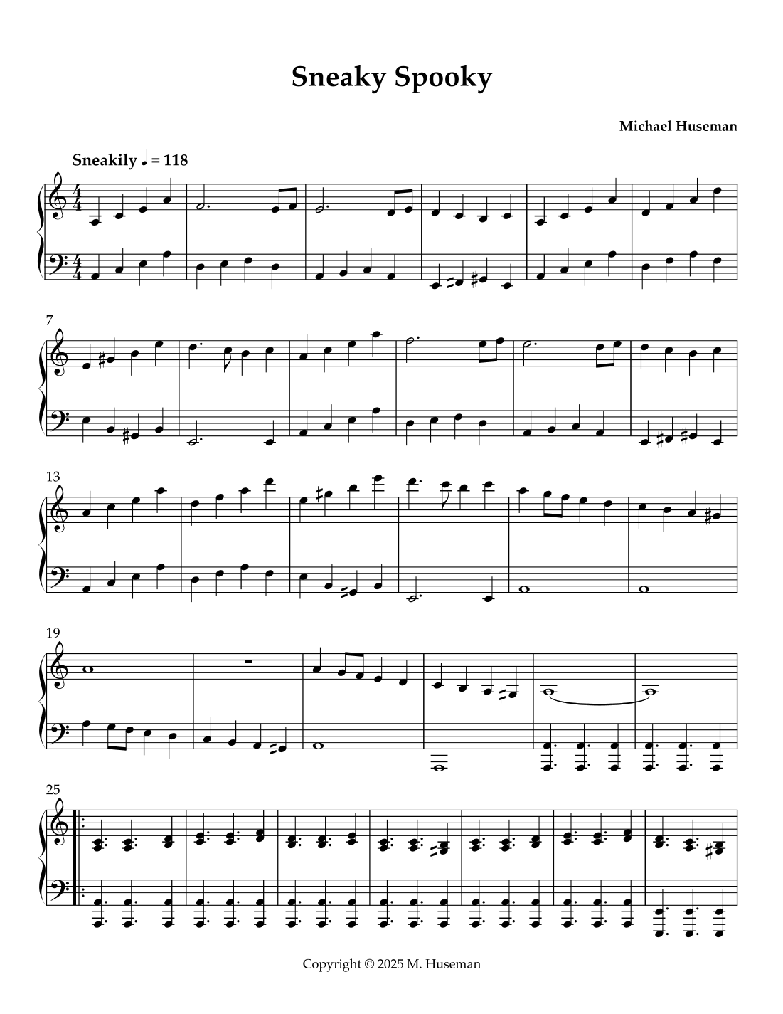 Sneaky Spooky by Michael Huseman Sheet Music for Piano Solo at Sheet ...