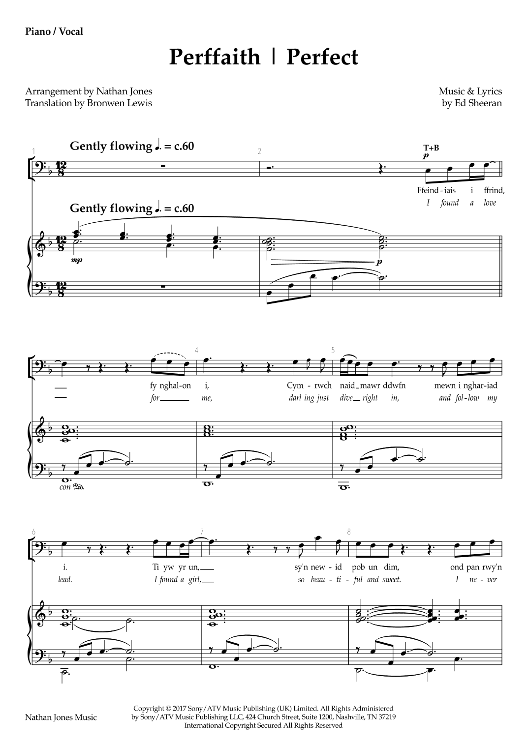 Perfect (arr. Nathan Jones von Ed Sheeran Noten zum Chor SATB bei Sheet ...