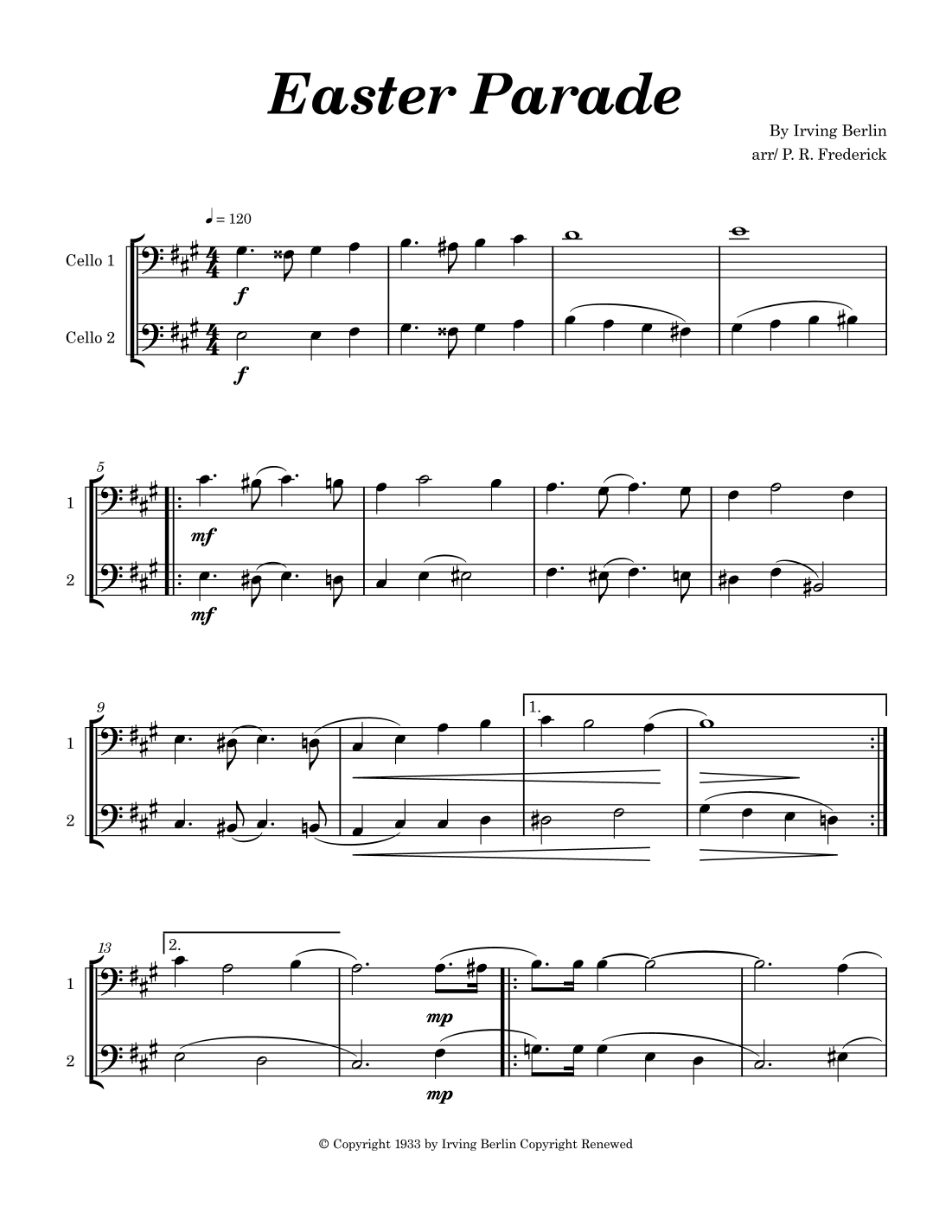 Easter Parade (arr. P. R. Frederick) by Irving Berlin Sheet Music for ...