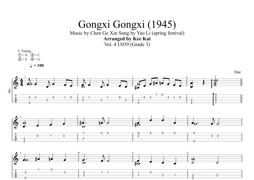 Gong Xi Gong Xi (arr. Kee Kai ( Guitar Arrangement Malaysia )) by Ge ...