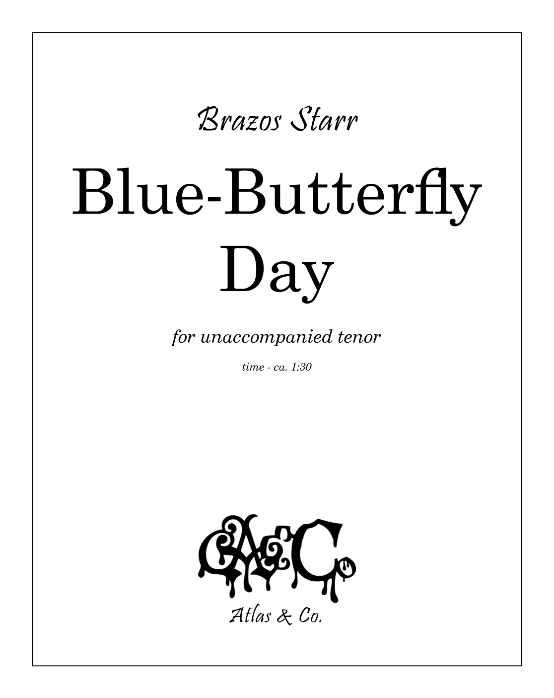 Blue Butterfly Day by Atlas&Co Sheet Music for Vocal Solo at Sheet ...