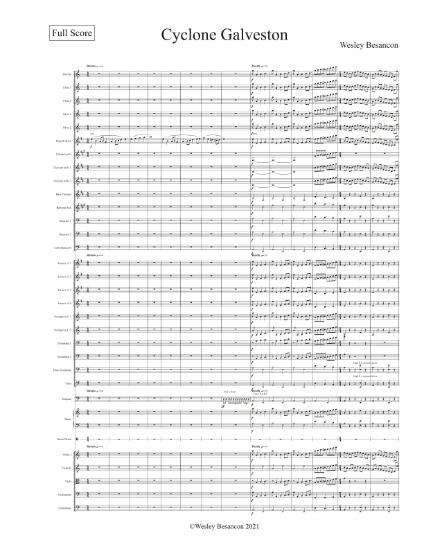 Cyclone Galveston (orchestra) by Wesley Besancon Sheet Music for Full ...