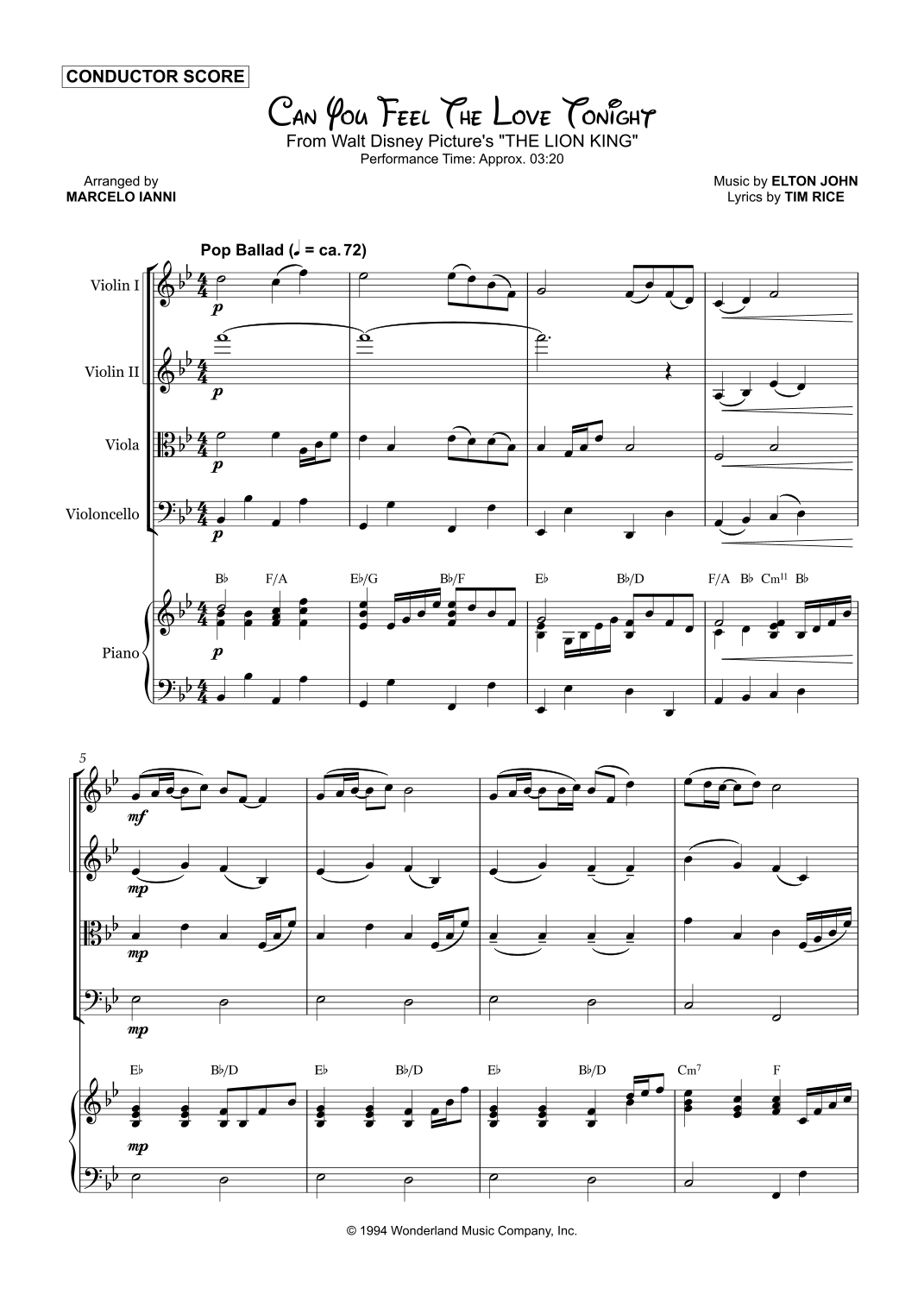 Can You Feel The Love Tonight (arr. Marcelo Ianni) by Elton John Sheet ...