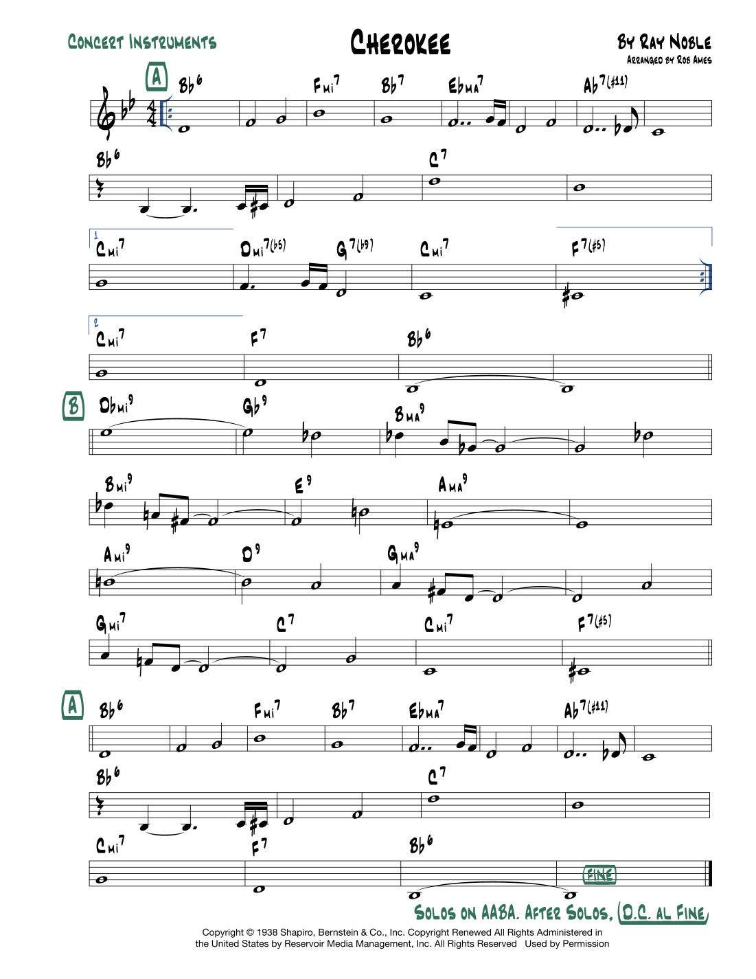 Cherokee (Indian Love Song) (arr. Rob Ames) by Benny Goodman Sextet ...