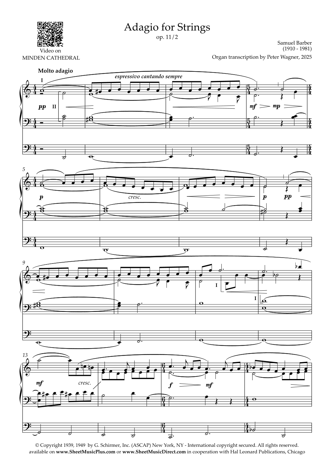 Agnus Dei (arr. Peter Wagner) por Samuel Barber Partituras para ...