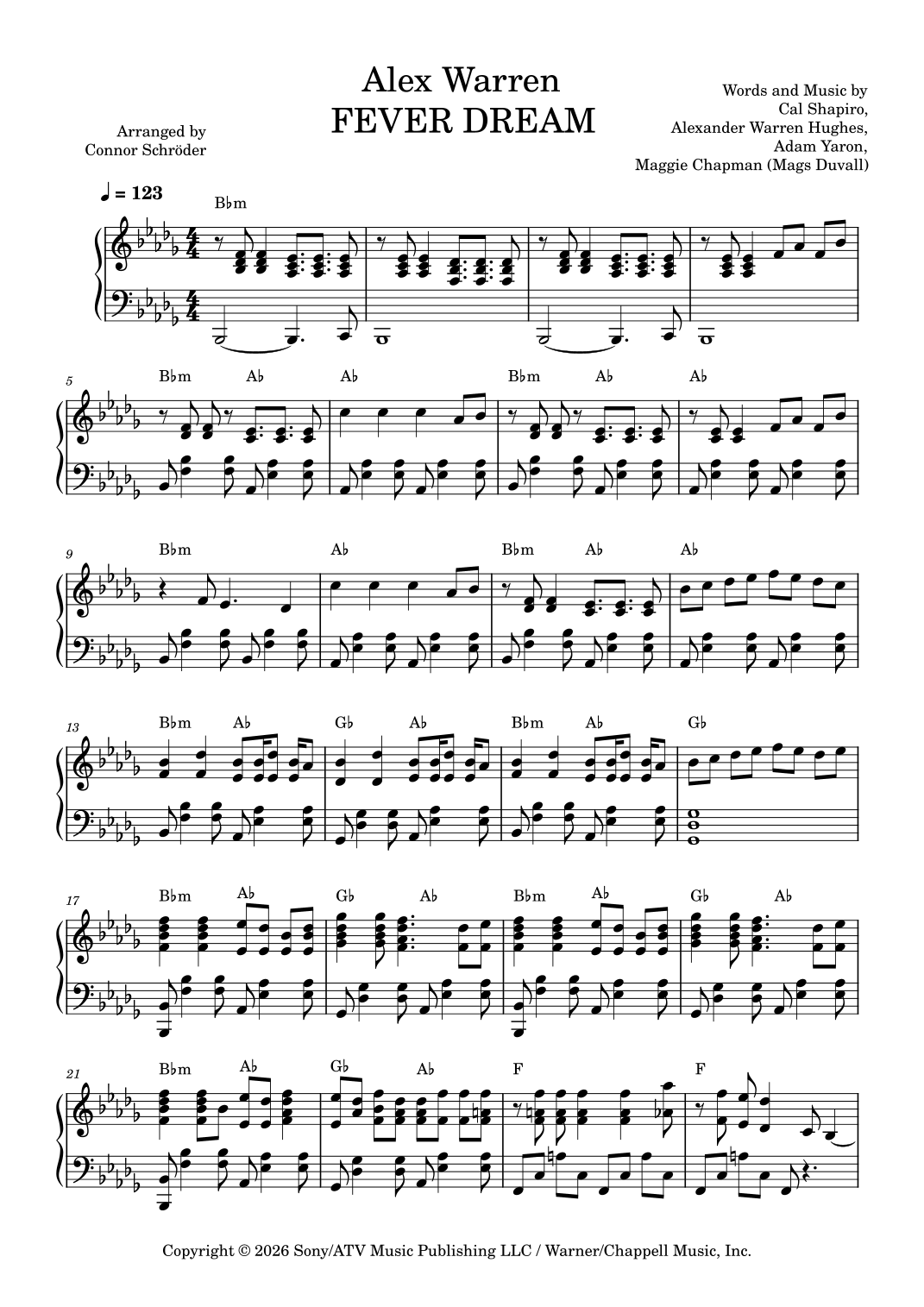 Fever Dream (arr. Connor Schröder) par Alex Warren Partitions pour ...