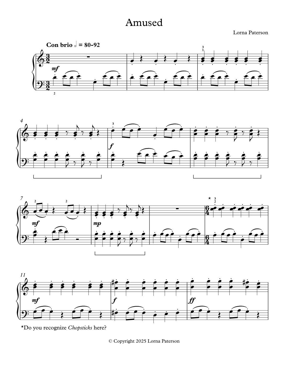 Amused by Lorna Paterson Sheet Music for Piano Solo at Sheet Music Direct