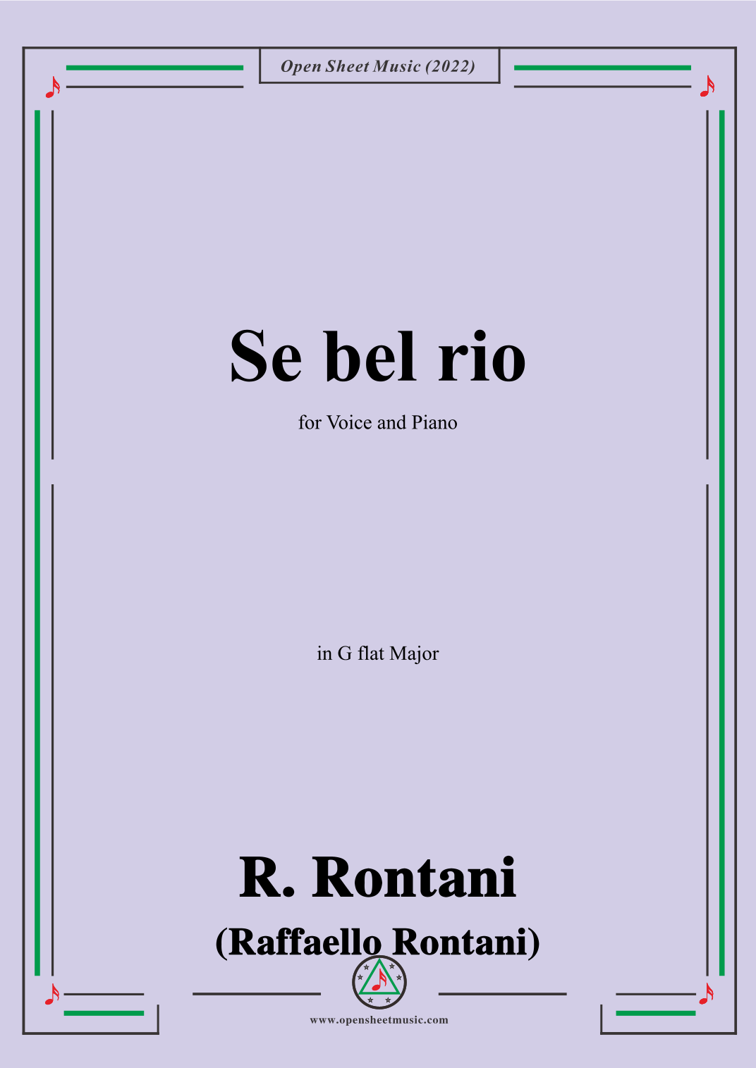 R. Rontani-Se bel rio,in G flat Major (arr. OSM Press) Sheet Music | R ...