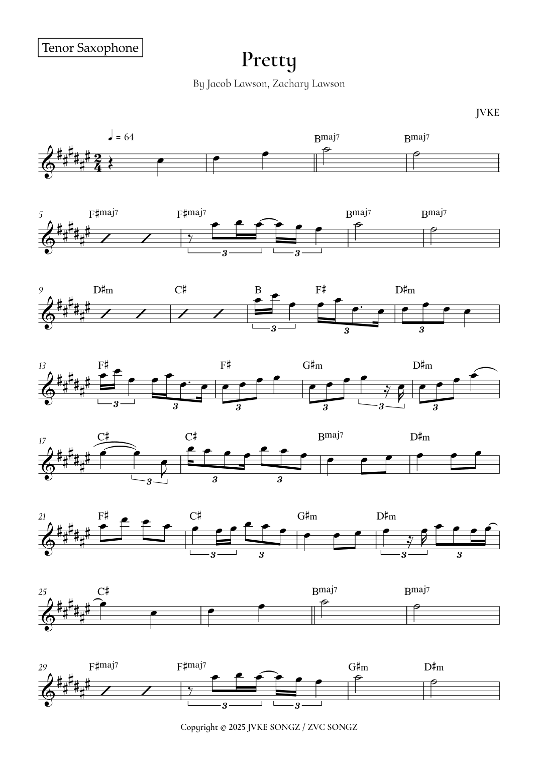 Pretty (arr. Sheet Music Pro) by Jvke Sheet Music for Lead Sheet / Fake ...