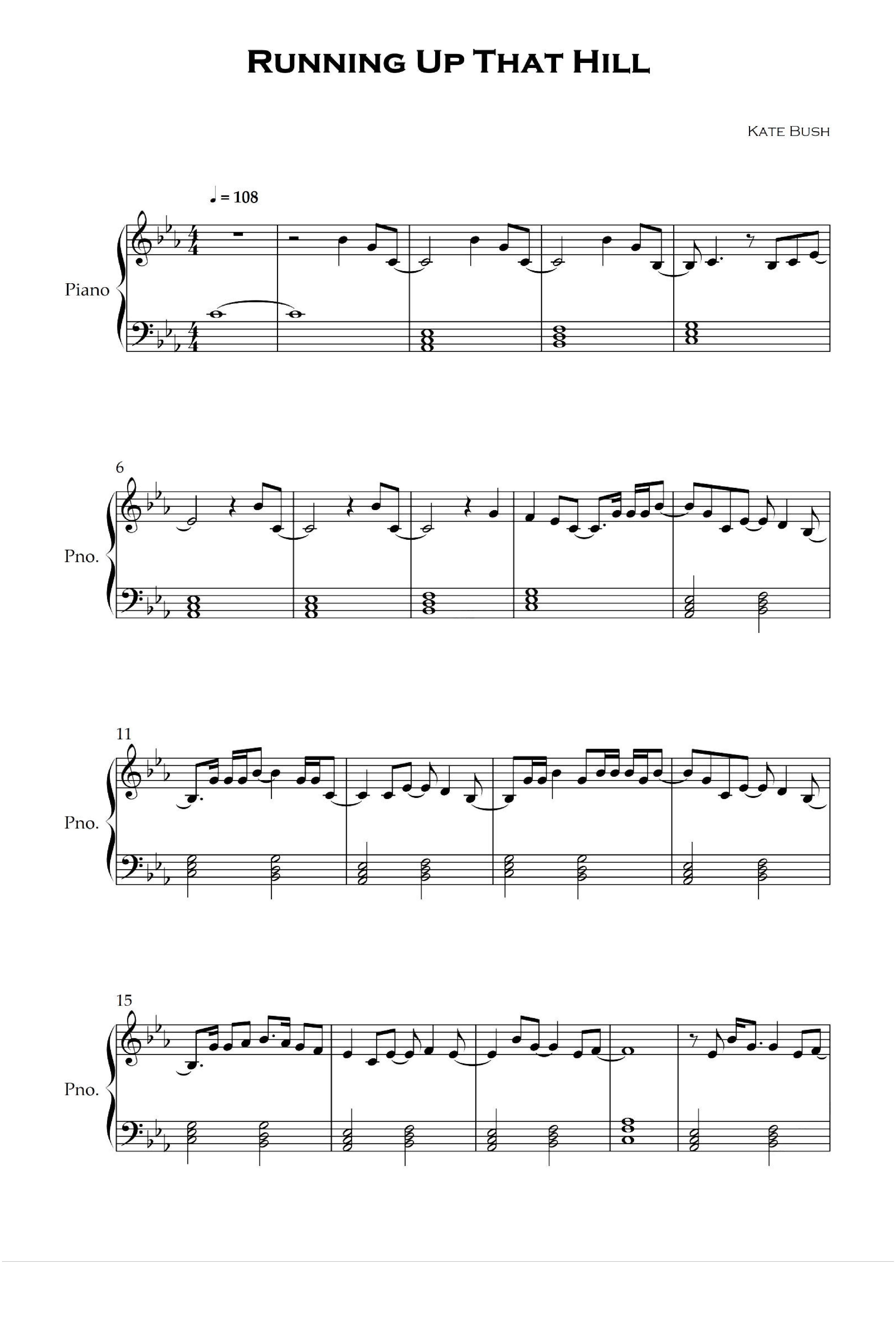Running Up That Hill (arr. Kate Bush) by Kate Bush Sheet Music for ...