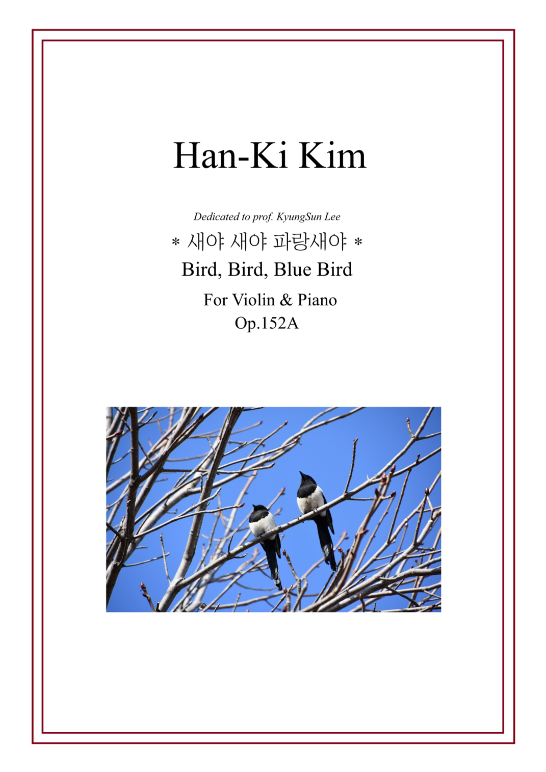 Blue Bird (For Violin and Piano) (arr. Han-Ki Kim) by Traditional Sheet ...