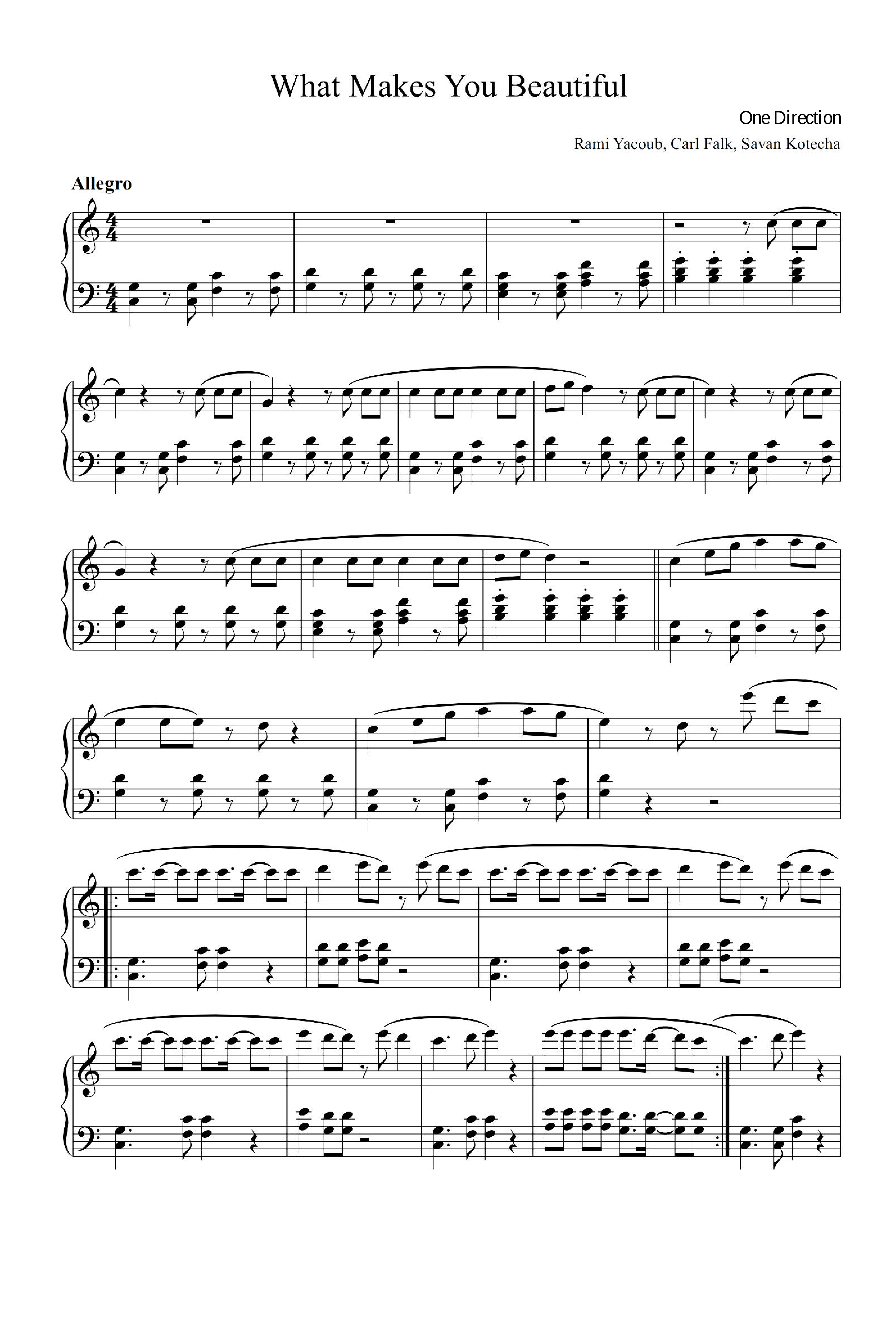 What Makes You Beautiful (arr. One Direction) by One Direction Sheet ...