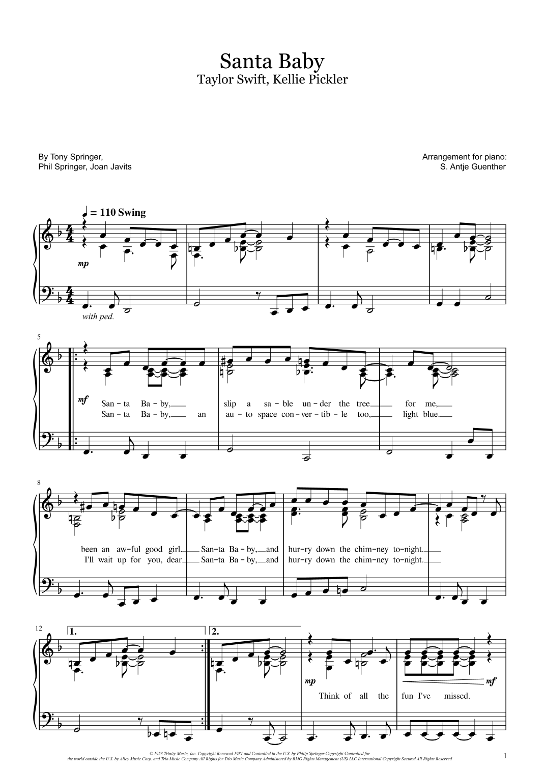 Santa Baby (arr. S. Antje Guenther by Kellie Pickler Sheet Music for ...