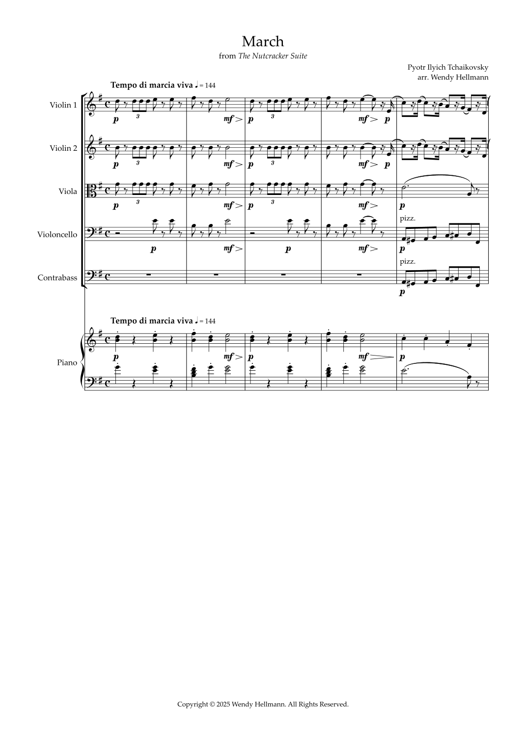 March from The Nutcracker Suite (for String Orchestra/Quintet & Piano ...