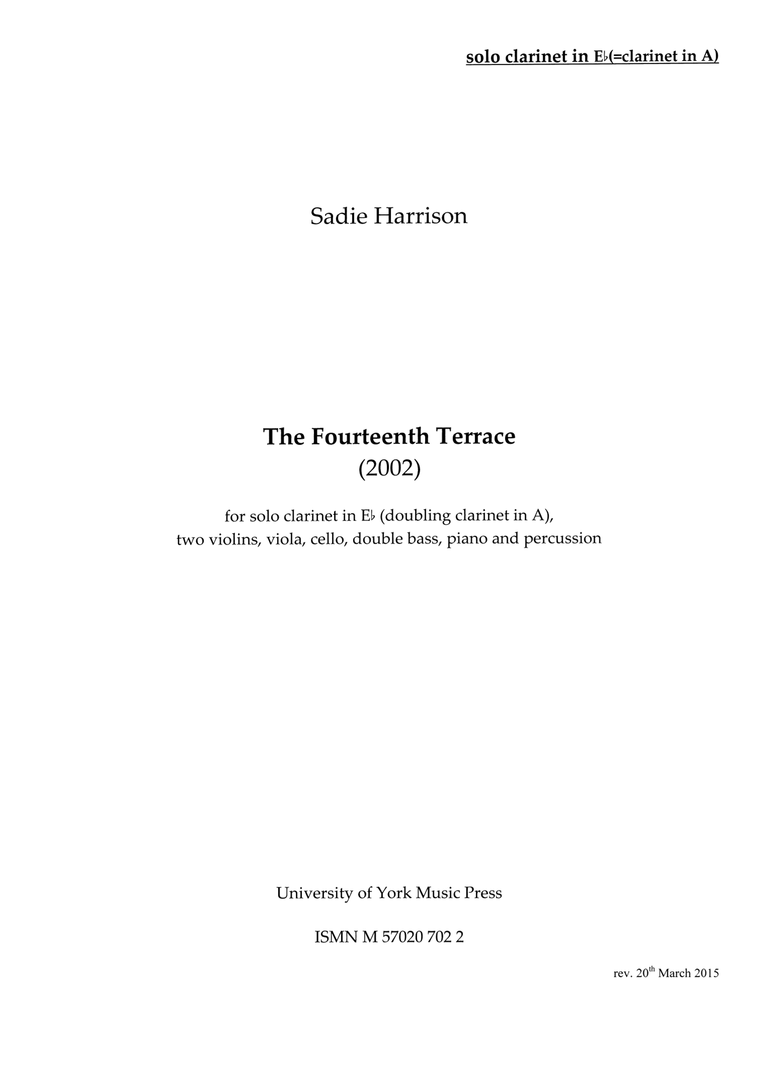 The Fourteenth Terrace - Parts by Sadie Harrison Sheet Music for ...