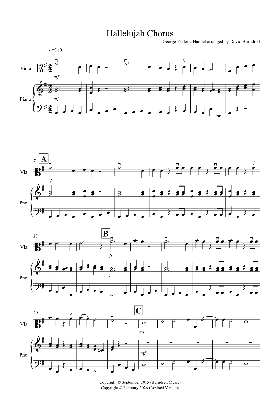 Hallelujah Chorus – Easy Viola & Piano (First Position, Beginner ...