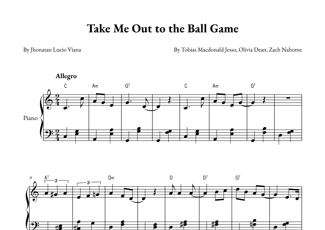 Take Me Out to the Ball Game (arr. Jhonatan Lucio Viana) von Albert von ...