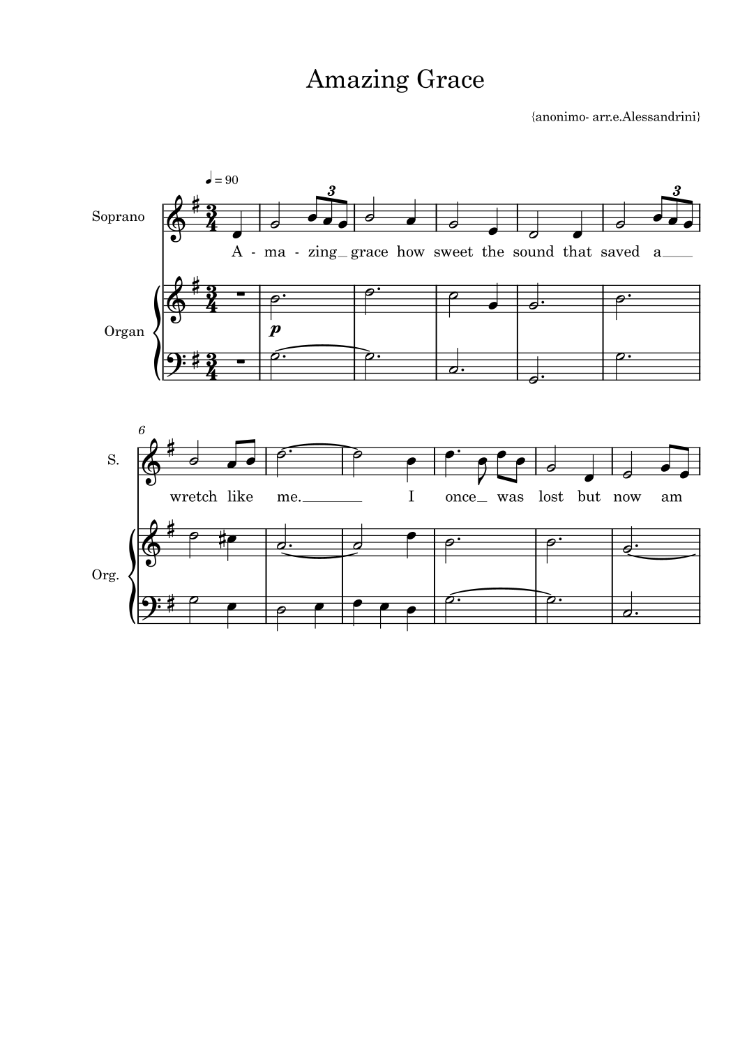 Amazing Grace. Voice and organ. English words (arr. Ester Alessandrini ...