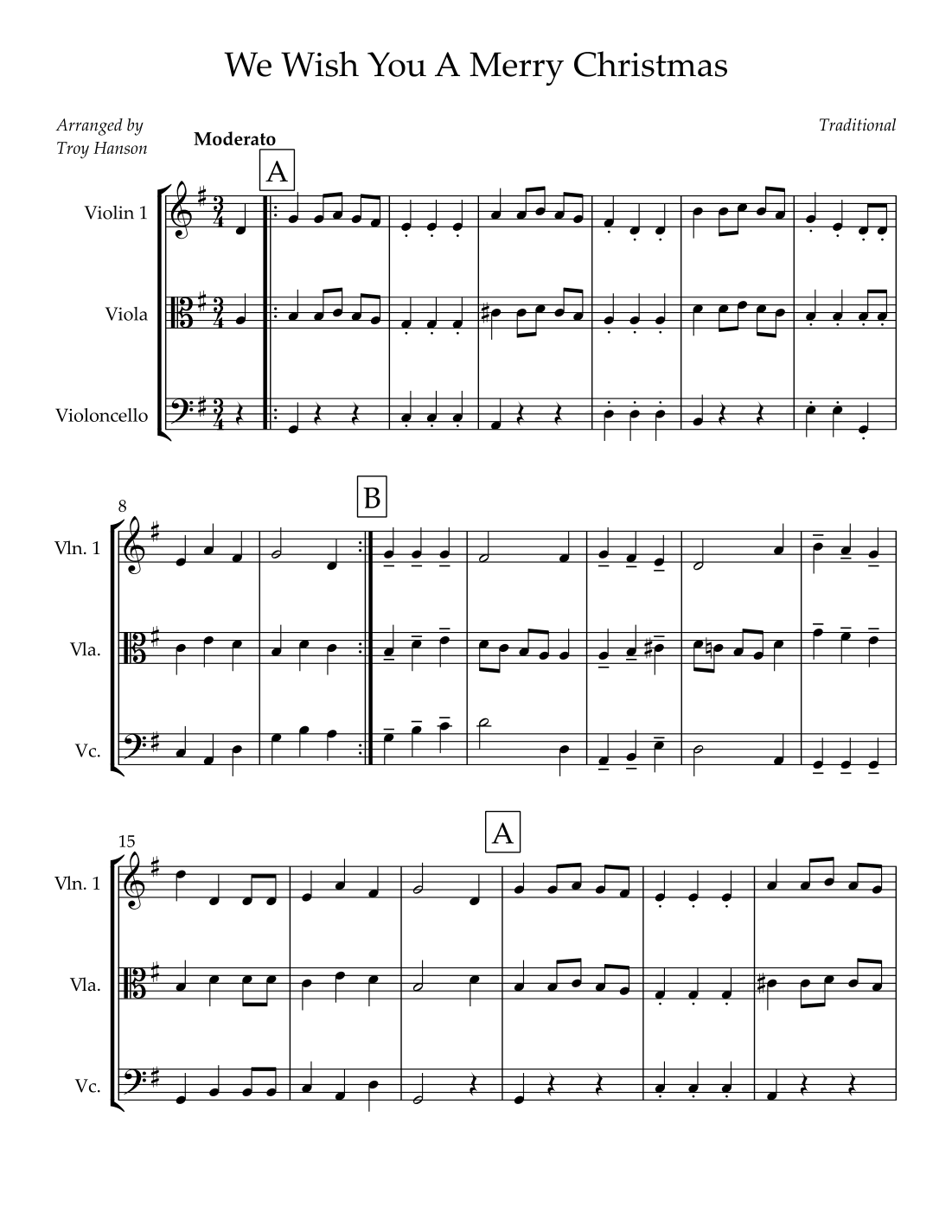 We Wish You A Merry Christmas (arr. Troy Hanson) by Traditional Sheet ...