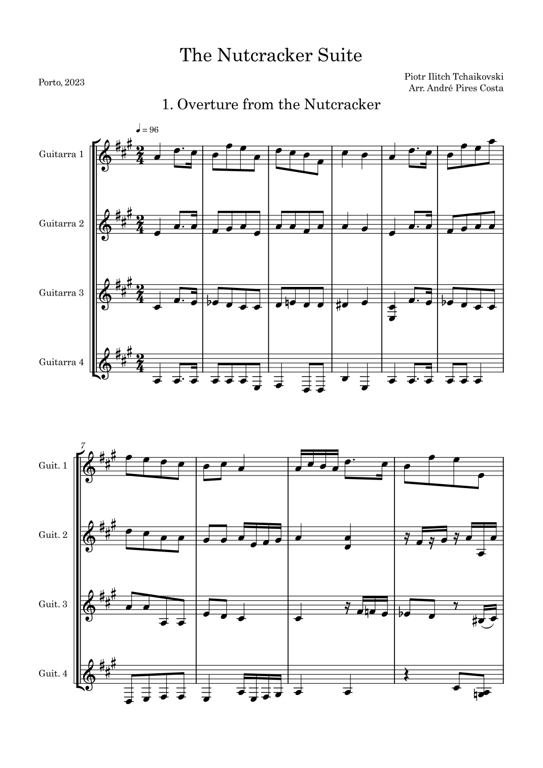 Overture from the Nutcracker for guitar ensemble (individual parts with ...