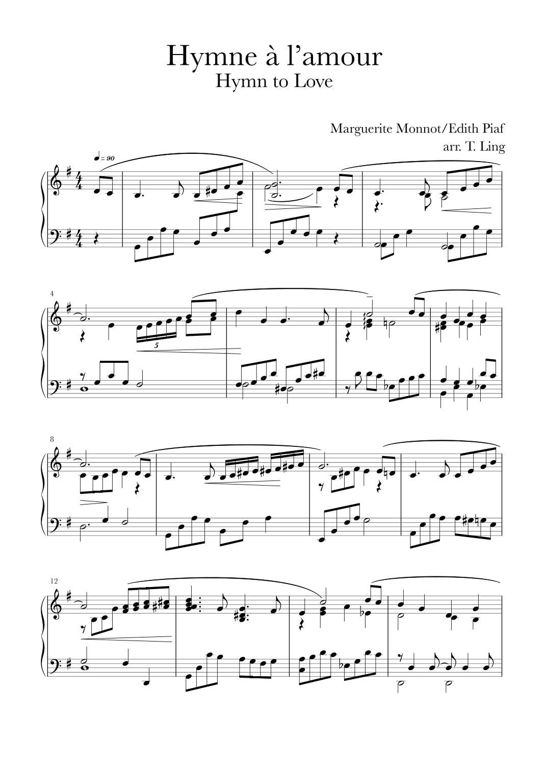 Hymne a’l’amour (Hymn of Love) or “If You Love Me (Really Love Me ...