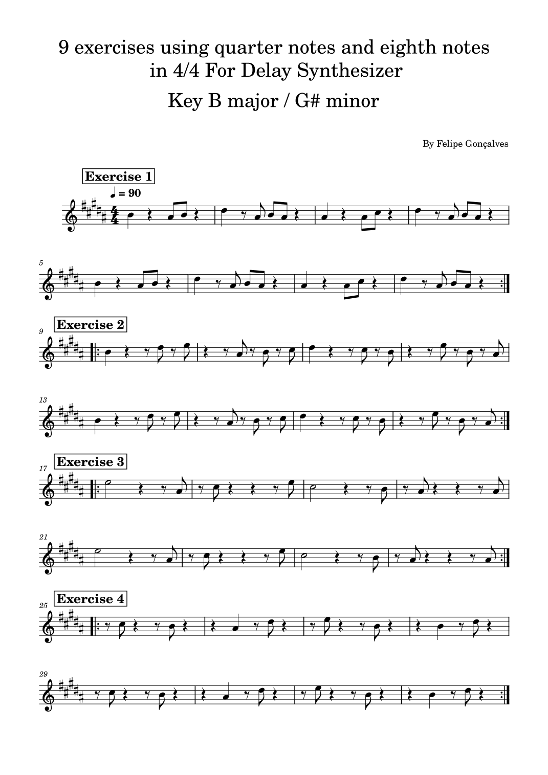 9 exercises using quarter notes and eighth notes in 4/4 For Delay ...