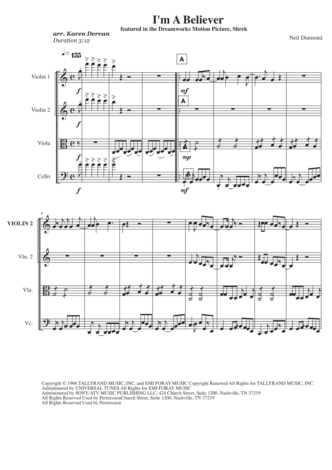 I'm A Believer (arr. Karen Dervan) by The Monkees Sheet Music for ...