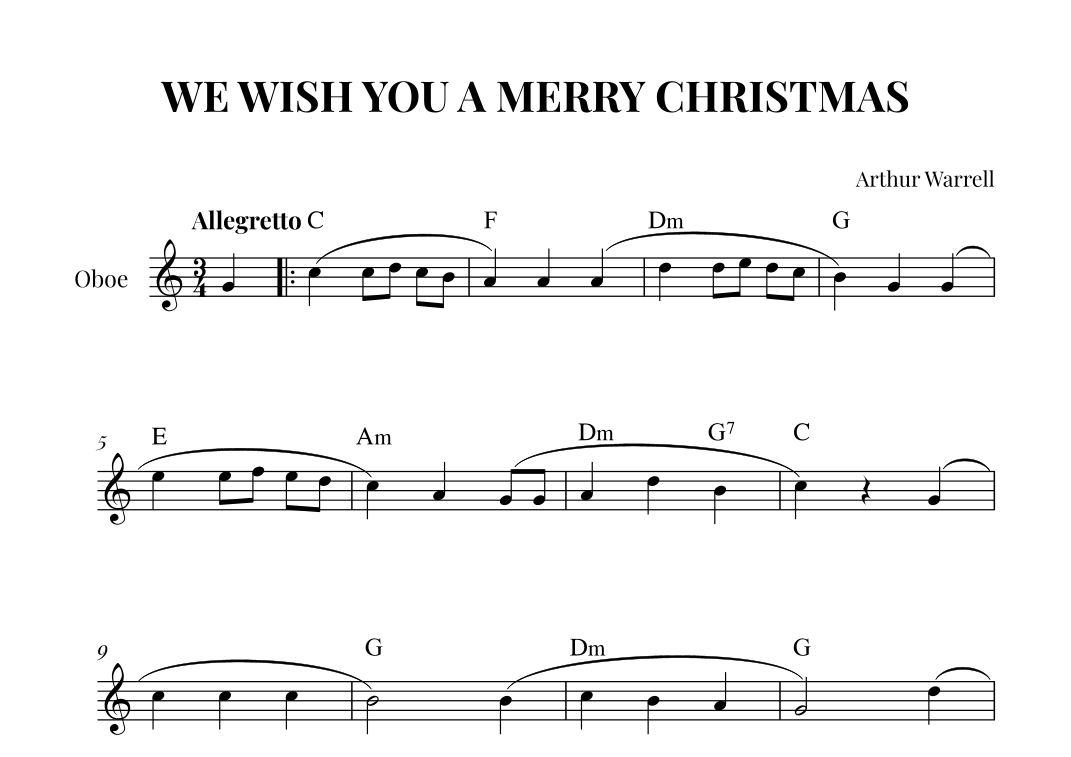 We Wish You a Merry Christmas - Oboe Solo with Chords (arr. Leonardo ...